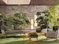 China Aluminum frame Teak wood Garden Sofa Set Weather Resistant Durable For Gardens Courtyards Villas for sale