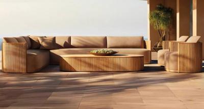 China Teak wood Patio outdoor Sofa Set Weather Resistant Gardens for sale