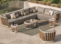 China Premium Luxury Teak wooden Patio Sectional outdoor Sofa Set Weather Resistant Gardens for sale