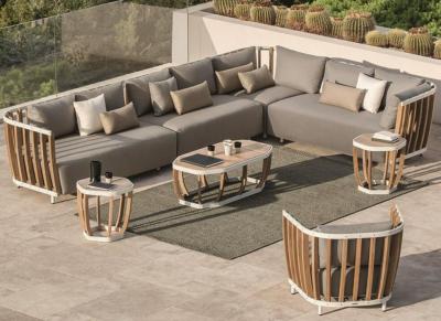 China Premium Luxury Teak wooden Patio Sectional outdoor Sofa Set Weather Resistant Gardens for sale