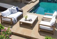 China Eco friendly outdoor sofa set with weather resistant teak wood perfect for outdoor garden furniture for sale