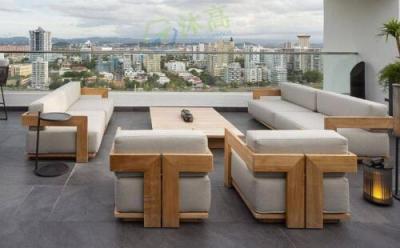 China Teak wood Courtyard Hotel Park Use outdoor sofa set European Style with weather resistant outdoor furniture for sale