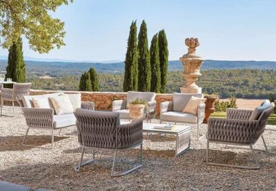 China Rope Aluminum frame Courtyard Hotel Park Use outdoor sofa set  weather resistant outdoor furniture for sale