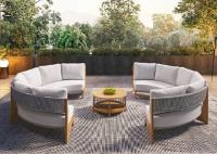 China Rope weaven Teak wood teak sofa set weather resistant round shape for sale