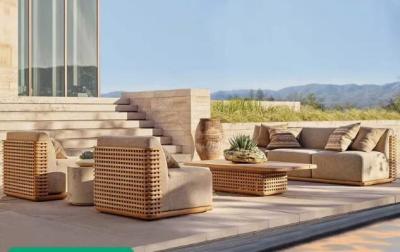 China teak wood outdoor sofa set weather resistant outdoor or indoor use for sale