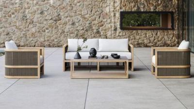 China Teak sofa set outdoor or indoor use high density sponge for sale