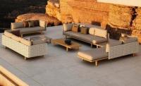 China Teak wood Aluminum Rope garden sofa set high density sponge for sale