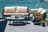 China 4 Seaters Aluminum PE rattan garden sofa set high density sponge for sale