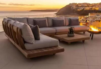 China Teak Wood Outdoor Sectional Lounge Furniture Sofa Set high density sponge for sale