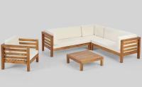 China Luxury Garden Corner Couch Villa Terrace Solid Teak Wood Sectional Sofa Set for sale