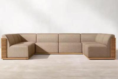 China Waterproof Cushion Patio Sectional Sofa Set Balcony Relax Single Teak Wooden for sale