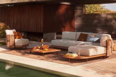 China Luxury Modern Teak Wood Patio Garden Sofa Set Outdoor Furniture Hotels for sale