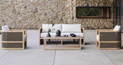 China Luxury Outdoor Sofa Set Teak Wood Wholesale Outdoor Teak Wood Rope Furniture Outdoor Sofa for sale