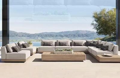 China Luxury Outdoor Sofa Set Teak Wood Wholesale Outdoor Teak Wood Rope Furniture Outdoor Sofa for sale
