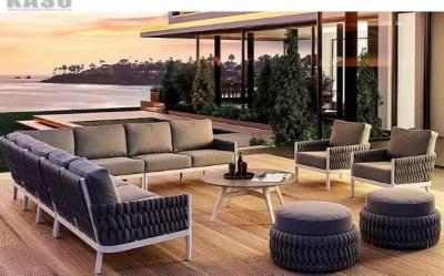 China Luxury Aluminum Frame Outdoor Furniture UV Resistant Weave Rope Armchair Garden Chair Patio Furniture Sofa Set for sale