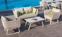 China All Weather Rope Outdoor Sofa Garden Patio Furniture Modern Aluminum Frame for sale