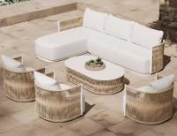 China Waterproof Lounge Couch Beige Luxury Modern Aluminium Outdoor Furniture Sectional Sofa Set For Courtyard for sale
