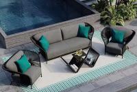 China Rope-Woven Modern Aluminum Outdoor Villa & Park Furniture Set Eco-Friendly Garden Sofa & Chairs Cushions Coffee Table for sale