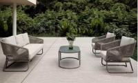 China Rope-Woven Modern Aluminum Patio Villa & Park Furniture Set Eco-Friendly Garden Sofa & Chairs Cushions Coffee Table for sale