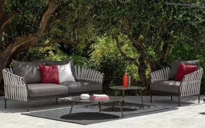 China Factory Wholesale Hotel Patio Sofa Restaurant Furniture Outdoor Lounge Rope Furniture Sofa Set Rattan Wicker Sofa Set for sale