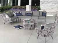 China Factory Wholesale Woven Sofa Set Outdoor Sectional Polyester Grey Patio Lounge Set Weave Outdoor Furniture Rope Garden Sofa Set for sale