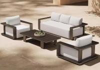 China Modern Outdoor Aluminum Furniture Weather-Resistant Fabric Sofa Set for Villa Garden Beach & Restaurant for sale