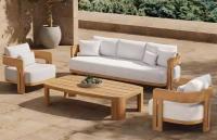 China Modern teak wood Outdoor Garden Sofa Set Waterproof Cushions-Durable Patio Furniture For Apartment Park for sale
