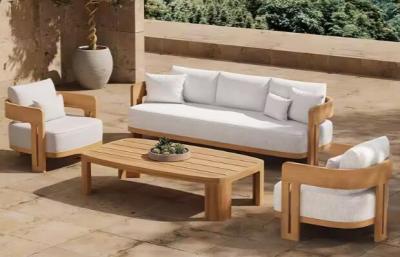 China Modern teak wood Outdoor Garden Sofa Set Waterproof Cushions-Durable Patio Furniture For Apartment Park for sale