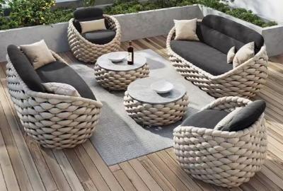 China High quality rope Outdoor Garden Sofa Set Waterproof Cushions-Durable Patio Furniture For Apartment for sale