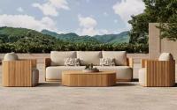China Modern teak wood Garden Sofa Outdoor Sofa Luxury Villa All Weather Patio Outdoor Furniture Set Garden Sofa for sale