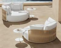 China ROPE Wicker Outdoor Sun Bed With Waterproof Cushion Modern PE Rattan Sunbed Hotel Poolside Beach Resort Commercial Daybed for sale