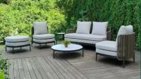 China Steel outdoor Sofa Metal Rope Outdoor Sofa Luxury Villa All Weather Patio Outdoor Furniture Set Resort Garden Sofa for sale