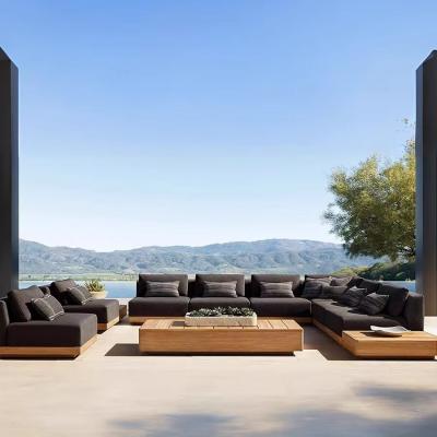 China Luxury Outdoor Furniture Teak Sofa Set Teak Wood Furniture Sectional Patio Garden Sofa Set for sale
