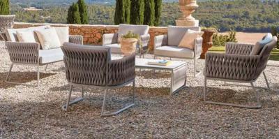 China High quality Rope Sofas Outdoor Rattan Wicker Sofa Set with Cushion furniture for hotel for sale