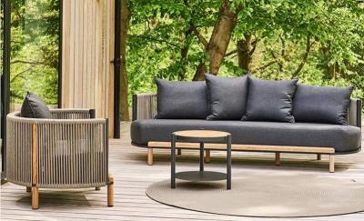 China Aluminum rope Patio Modern Furniture Outdoor Sofa Customizable Sectional Lounge Hotel for sale