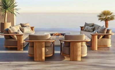 China Modern Waterproof Teak Wood Outdoor Sofa Villa Park Garden Patio Hotel Furniture for sale