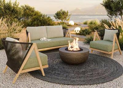 China Rope sofa Factory Direct Villa Courtyard Luxury Teak Wood Garden Sofa Set Outdoor Furniture for sale