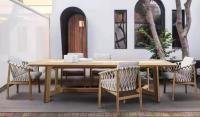 China Modern Rope Wicker Rattan Dining Table Chair Set Waterproof UV Resistant for Outdoor Patio Balcony Use for sale