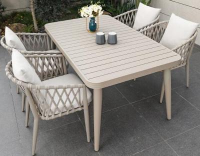 China Outdoor table 4pcs Chairs Outdoor PolyWood Table And Rope Chair for sale