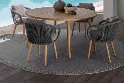 China Outdoor table 4pcs Chairs Outdoor Teak Wood Table And Rope Chair for sale