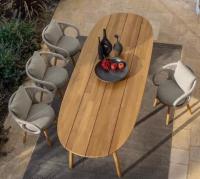 China Outdoor Teak Wood Outdoor table 6pcs Chairs Table And Rope Chair for sale