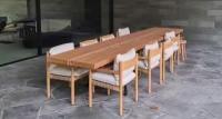 China Luxury Modern Style Teak Wood Dining Table 6 Seater Rope Teak Chairs Set for sale