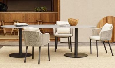 China Aluminum material 1pc Dining Table 4 Seater Rope Chairs Set for sale