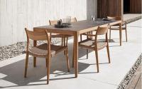 China Outdoor Villa teak wood table and chair with rope seater for sale