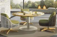 China Round design Garden teak wood top table and Rope veaven chairs Patio villa for sale