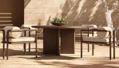China Aluminum frame outdoor garden round table design Garden table and chairs Patio villa for sale