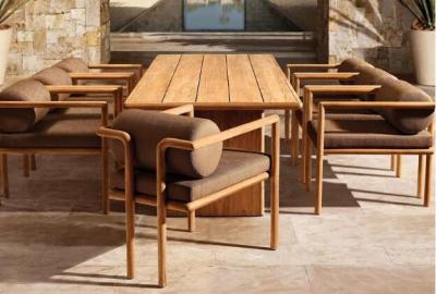 China Teak wood outdoor garden round table design Garden table and chairs Patio villa for sale