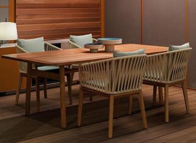 China Outdoor dining set with weather resistant rattan rope and durable aluminum frame perfect for garden courtyard and villa for sale