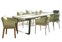 China Outdoor dining set made with weather resistant rattan rope and durable aluminum frame perfect for garden courtyard villa and patio for sale