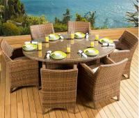 China Outdoor round table with weather resistant rattan rope and durable aluminum frame ideal for garden courtyard villa and patio for sale